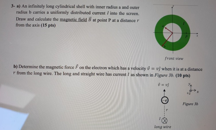 Solved 3- a) An infinitely long cylindrical shell with inner | Chegg.com
