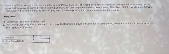 Solved Lightning Electronics is a midsize manufacturer of | Chegg.com