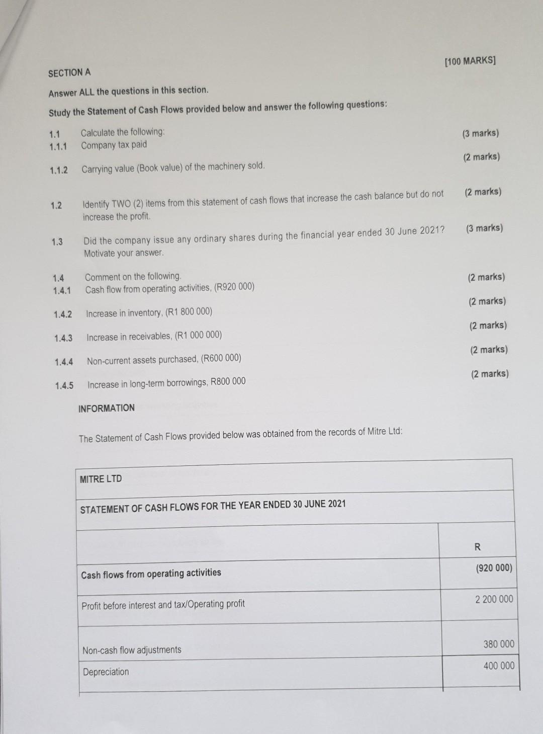 Solved [100 MARKS] SECTION A Answer ALL the questions in | Chegg.com