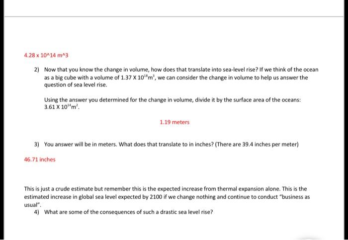 Solved 2) Now that you know the change in volume, how does | Chegg.com