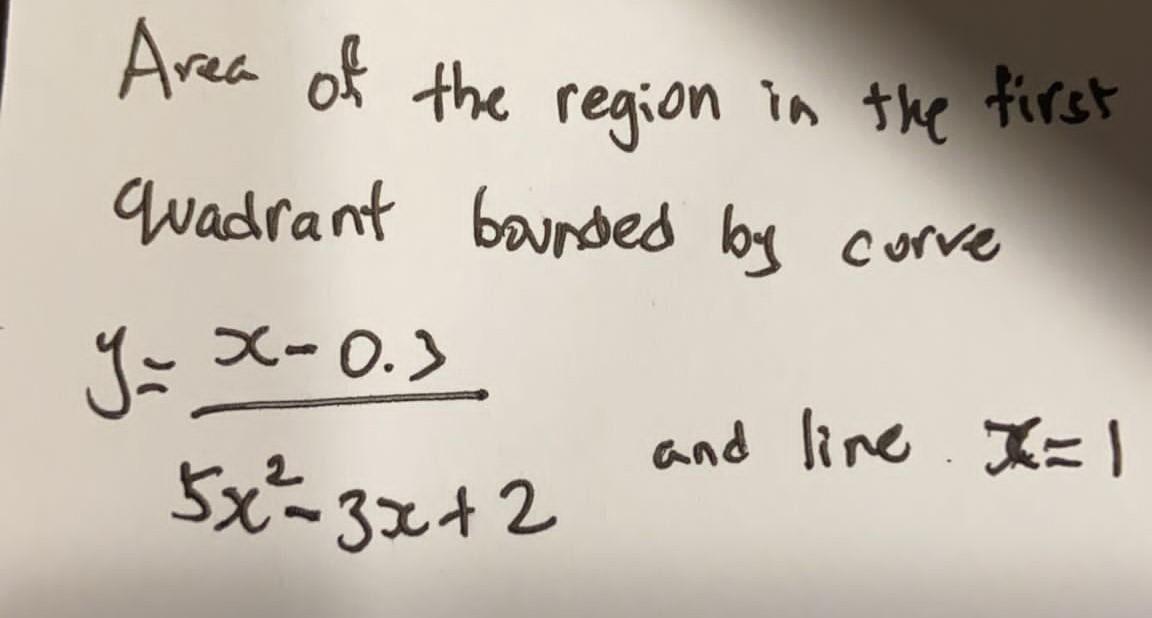 Solved Area of the region in the first quadrant bounded by | Chegg.com