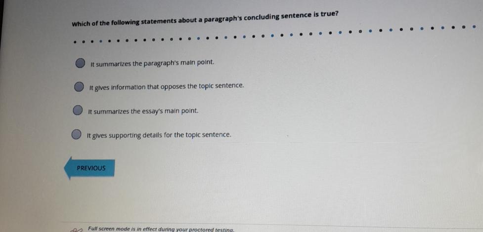 Solved Which of the following statements about a paragraph's | Chegg.com