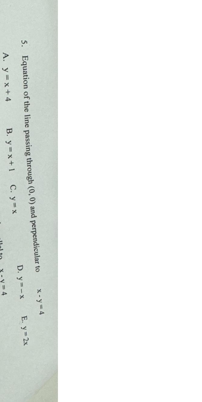 Solved Equation of the line passing through (0,0) ﻿and | Chegg.com