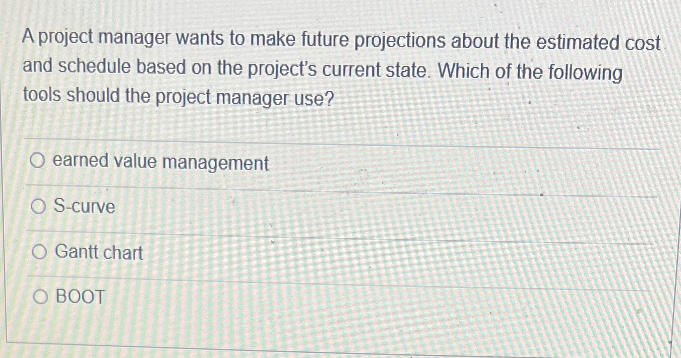 Solved A project manager wants to make future projections | Chegg.com