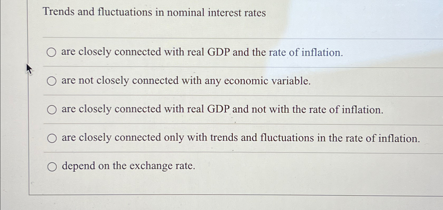 Trends and fluctuations in nominal interest ratesare | Chegg.com