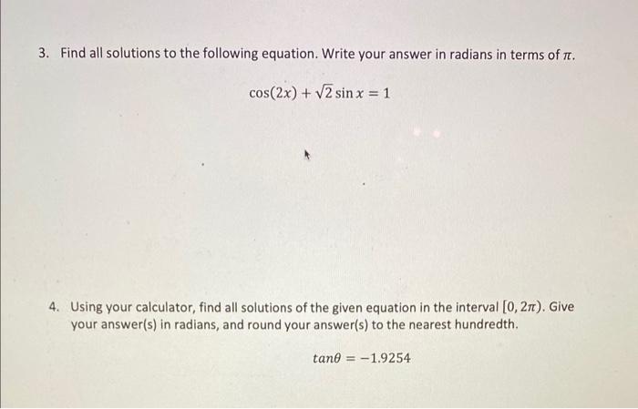 Solved 3. Find all solutions to the following equation. | Chegg.com