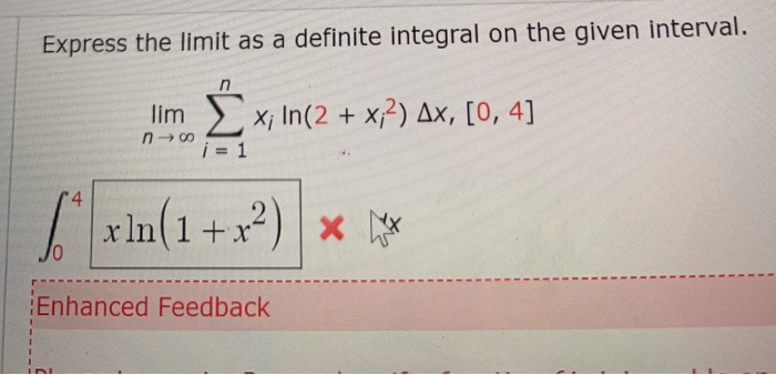 Solved Express the limit as a definite integral on the given | Chegg.com