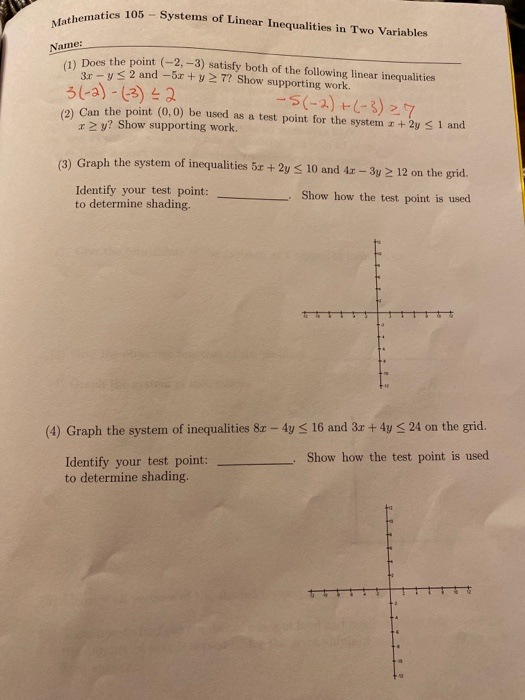 Solved antics 105 - Systems of Linear Inequalities in Two | Chegg.com