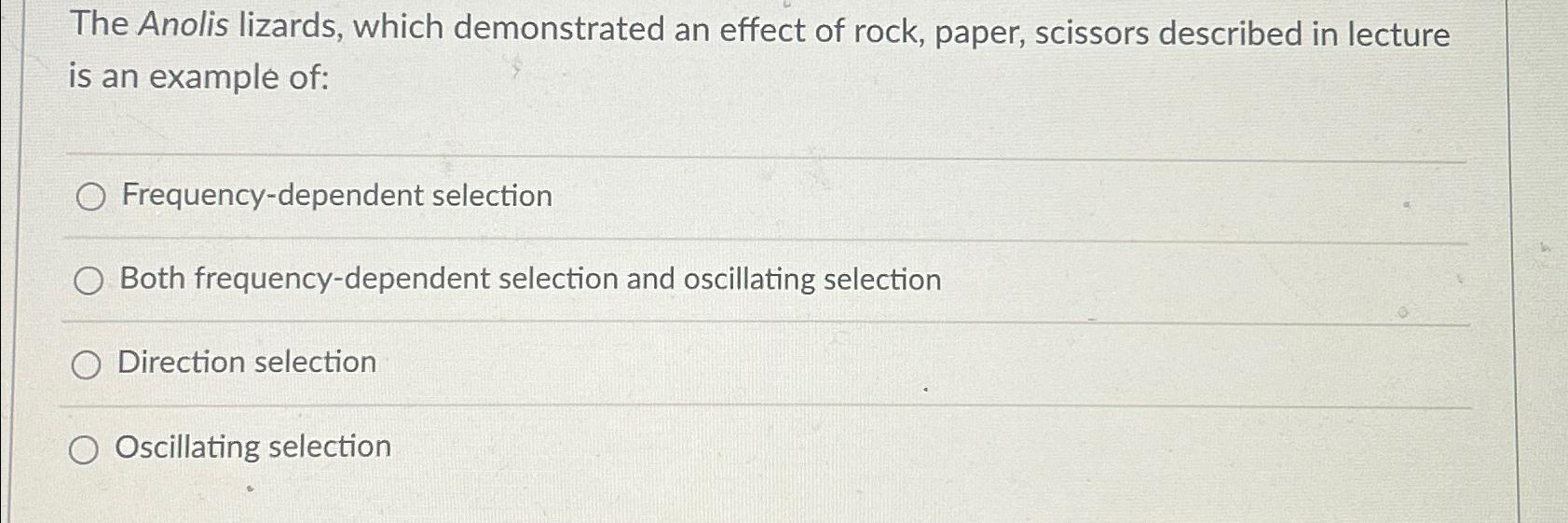 The Anolis lizards, which demonstrated an effect of | Chegg.com | Chegg.com