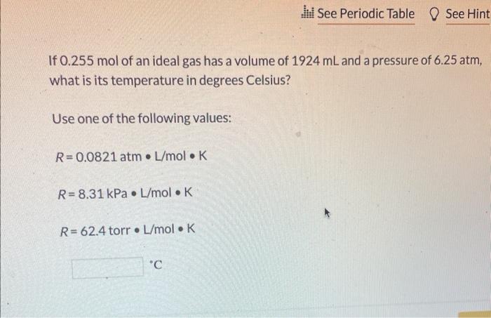 Solved If 0.255 mol of an ideal gas has a volume of 1924 mL | Chegg.com