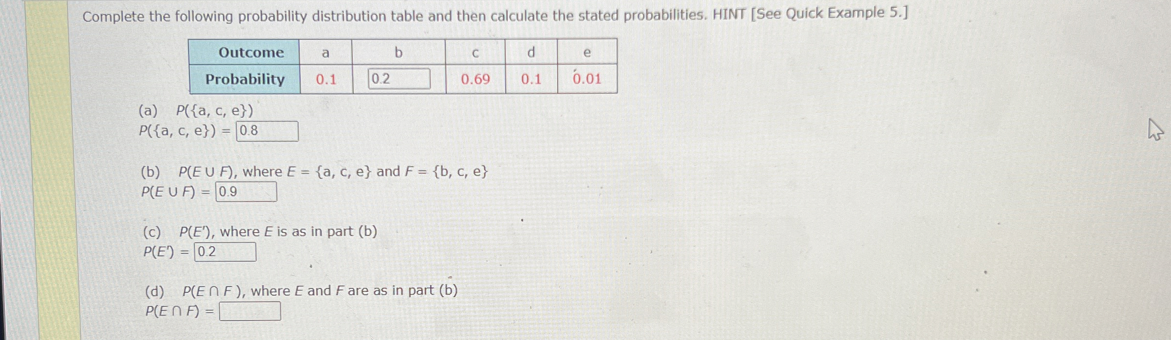 Solved Complete the following probability distribution table | Chegg.com