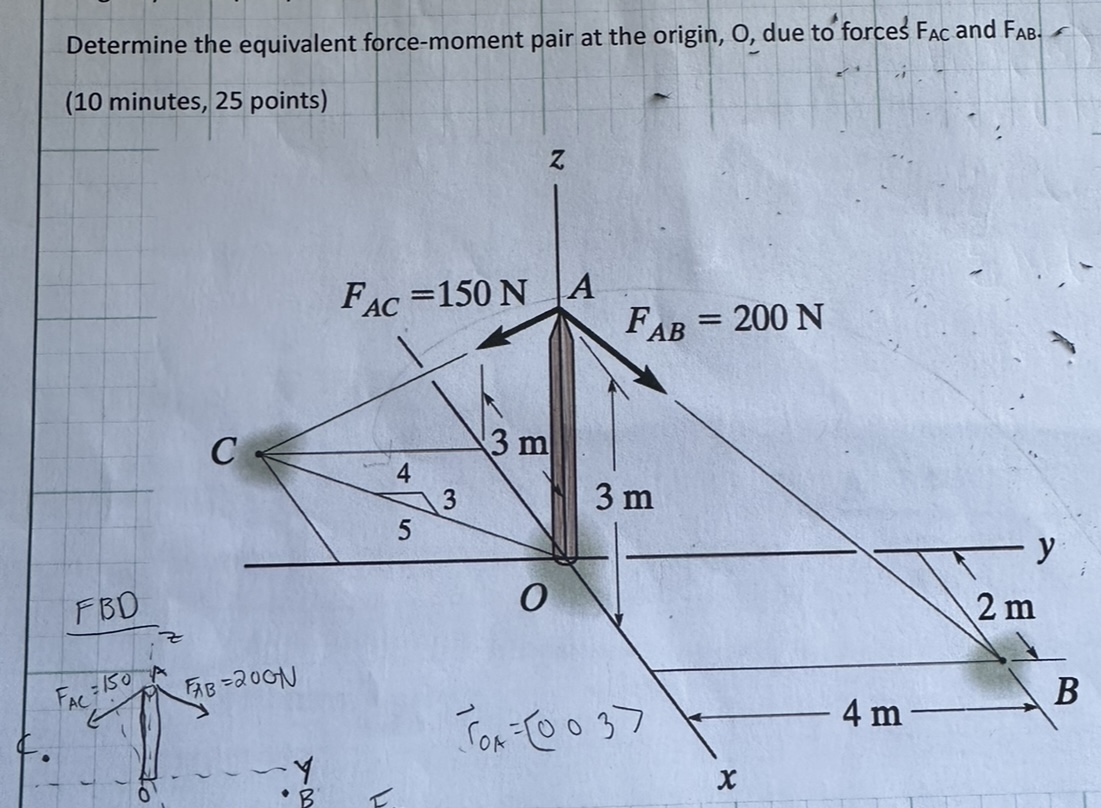 Solved Determine The Equivalent Force Moment Pair At the