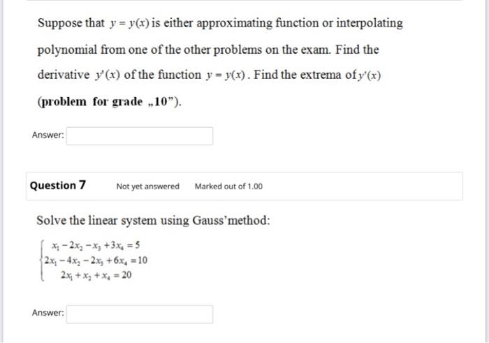 Solved Suppose that y=y(x) is either approximating function | Chegg.com