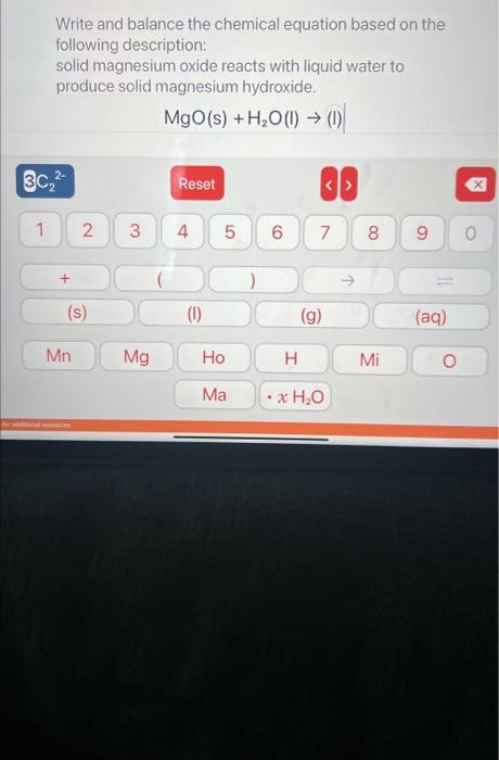 Solved Write and balance the chemical equation based on the | Chegg.com