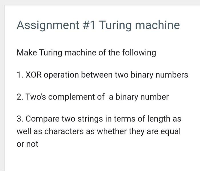 Solved Make Turing machine of the following 1. XOR operation | Chegg.com