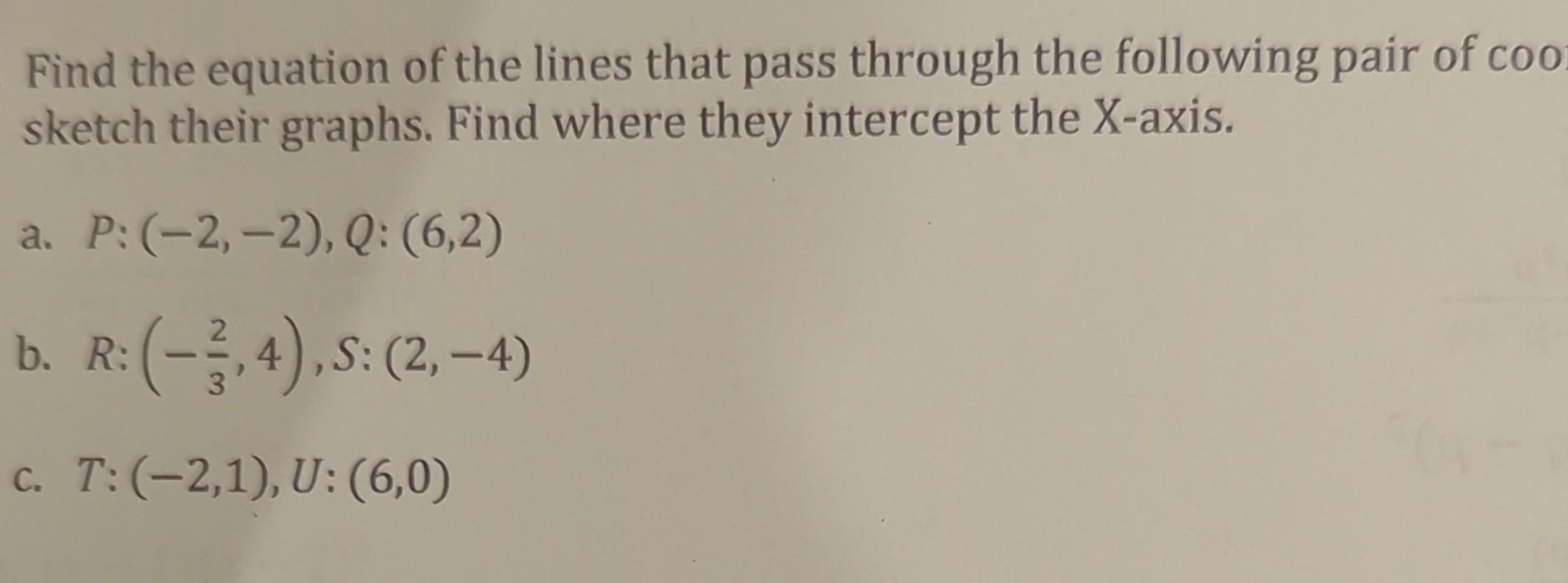 Solved Find the equation of the lines that pass through the | Chegg.com
