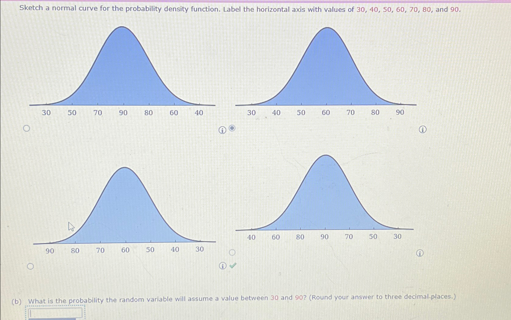 Solved Sketch a normal curve for the probability density | Chegg.com