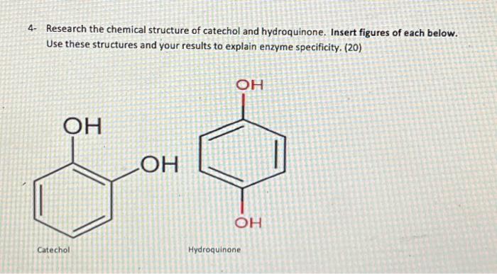 Solved 4- Research the chemical structure of catechol and | Chegg.com