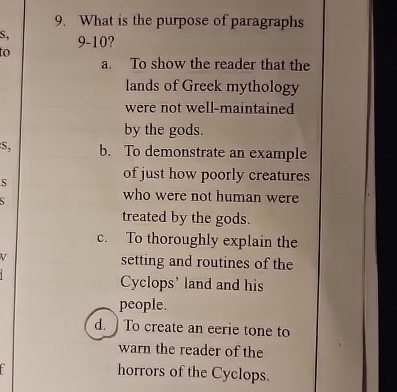 Solved What is the purpose of paragraphs 9-10?a. ﻿To show | Chegg.com