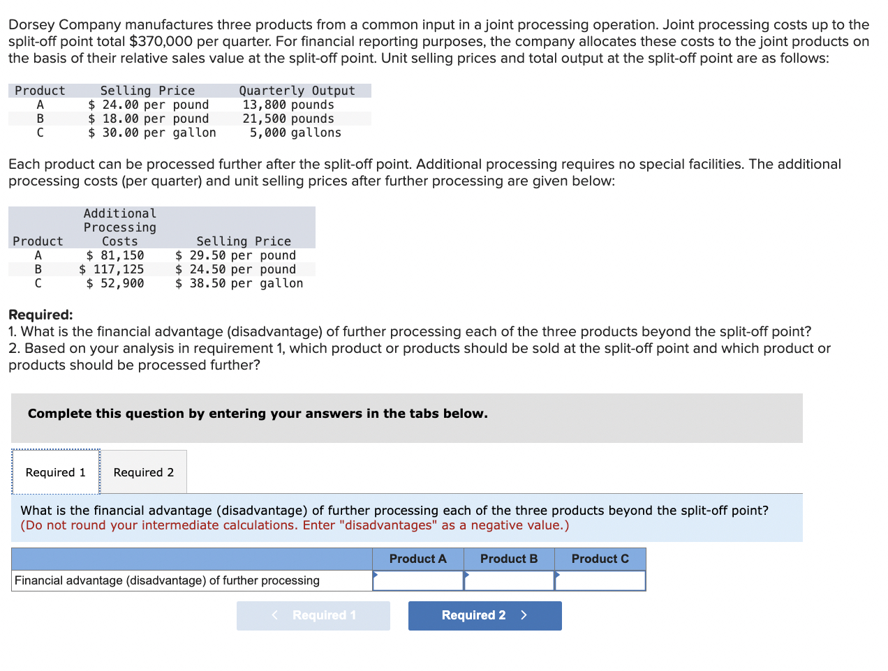 Solved Dorsey Company manufactures three products from a | Chegg.com