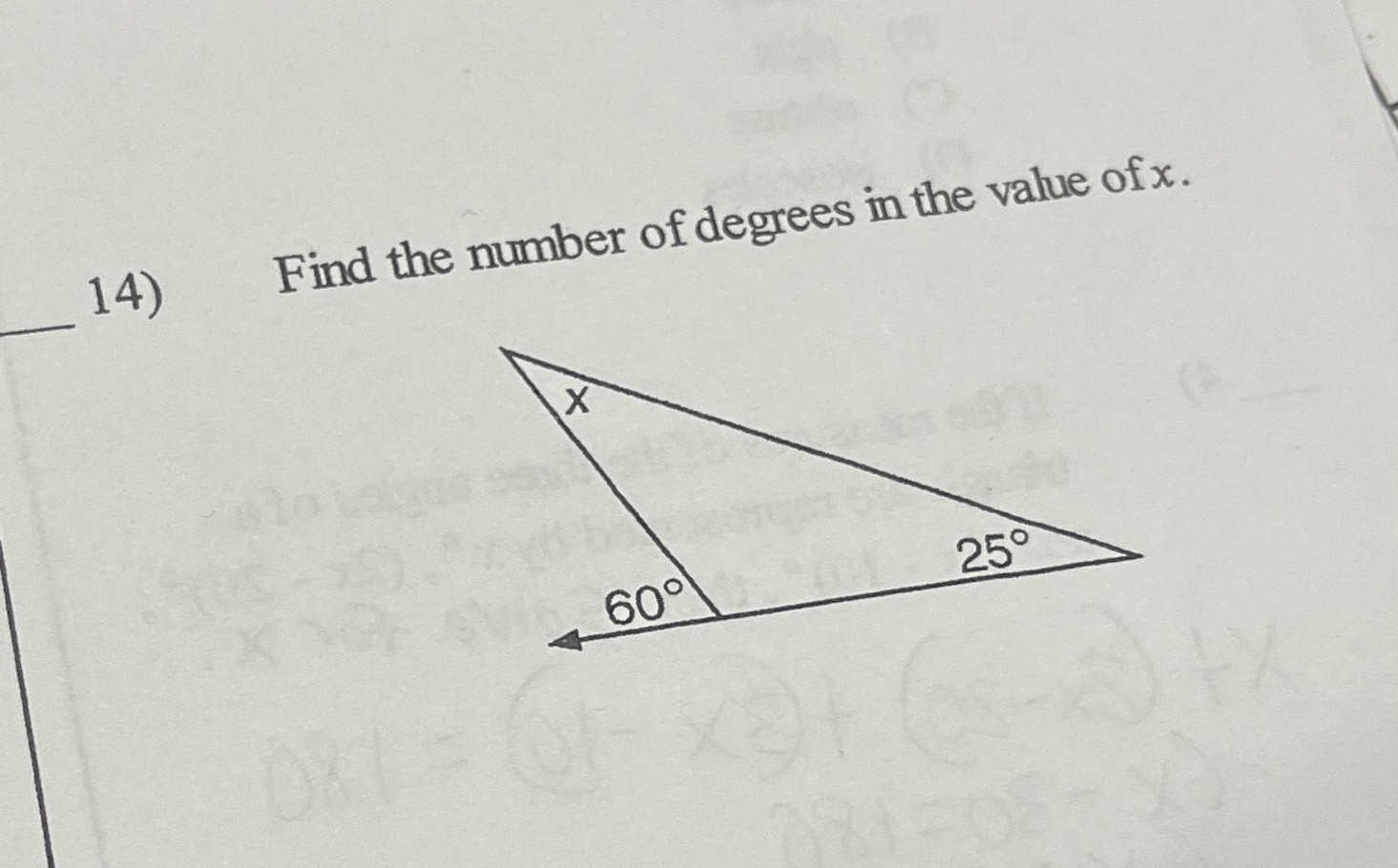 Solved Find the number of degrees in the value of x. | Chegg.com