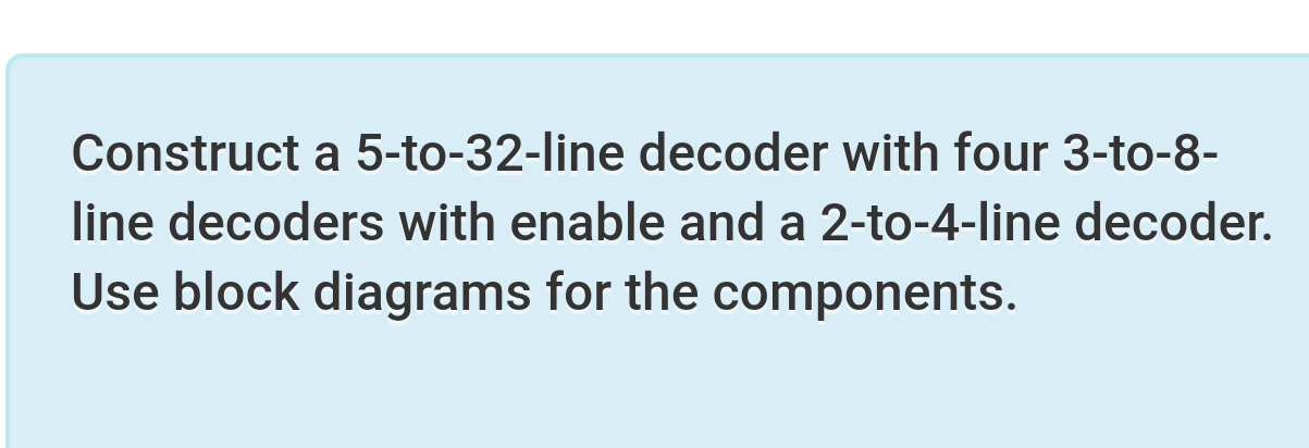 Solved Construct A 5 To 32 Line Decoder With Four 3 To 8 