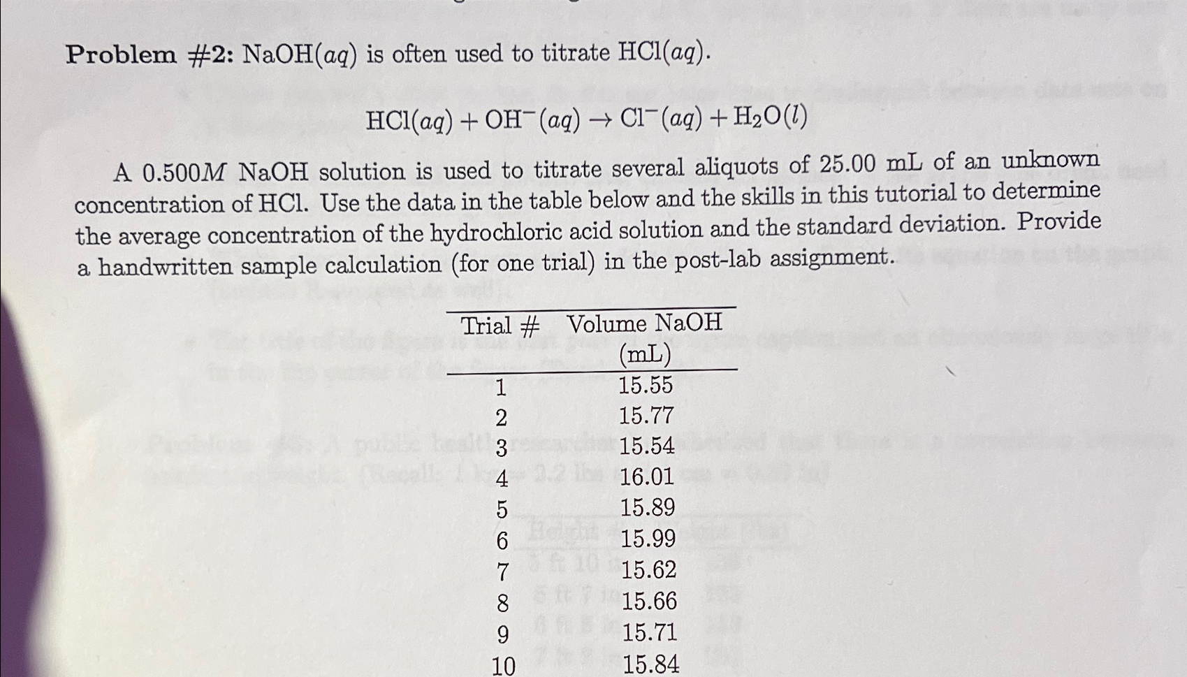 Solved Problem #2: NaOH(aq) ﻿is often used to titrate | Chegg.com