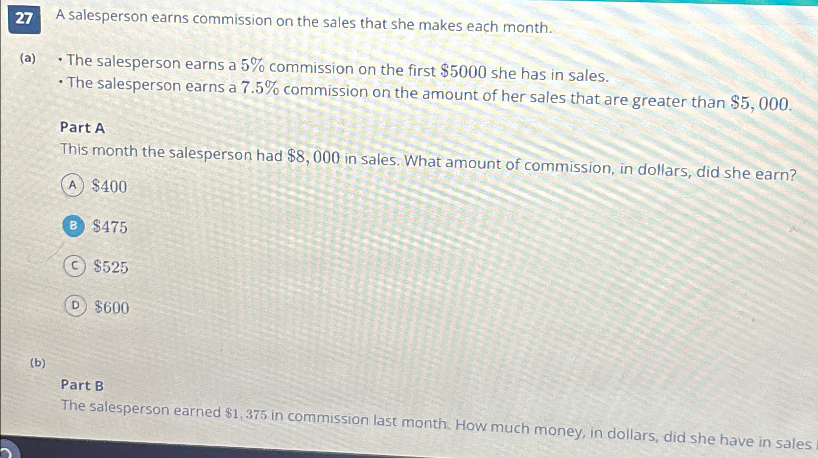 Solved 27 ﻿A salesperson earns commission on the sales that | Chegg.com