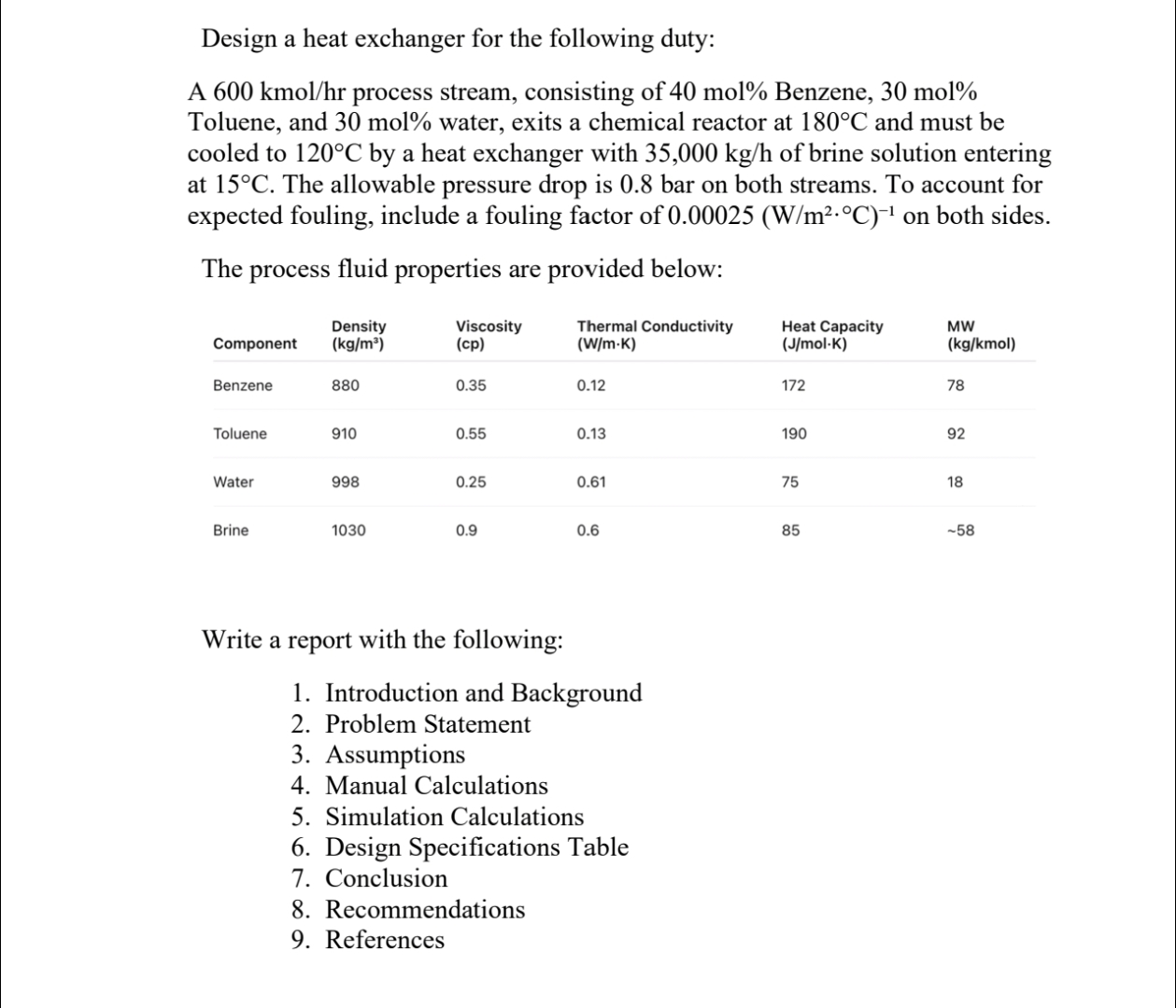 Design a heat exchanger for the following duty:A | Chegg.com