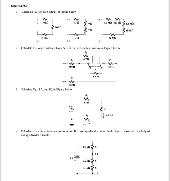 Solved 1. Calculate RT for each circuit of Figure below 2. | Chegg.com