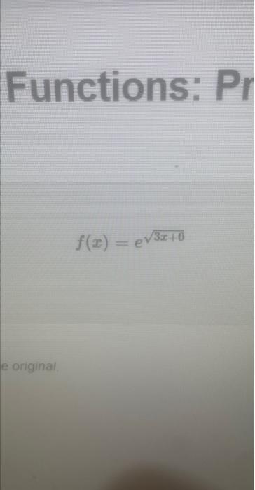 Solved (1) pointy is find f′(x) f(x)=e1x+0 f′(x)=Functions: | Chegg.com