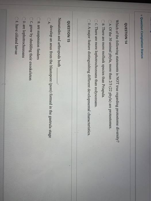 Solved Question Completion Status: QUESTION 14 Which of the | Chegg.com