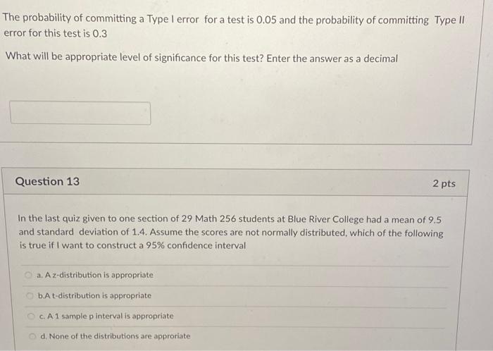 Solved The probability of committing a Type I error for a | Chegg.com