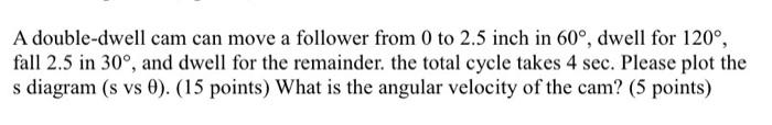 Solved A double-dwell cam can move a follower from 0 to 2.5 | Chegg.com
