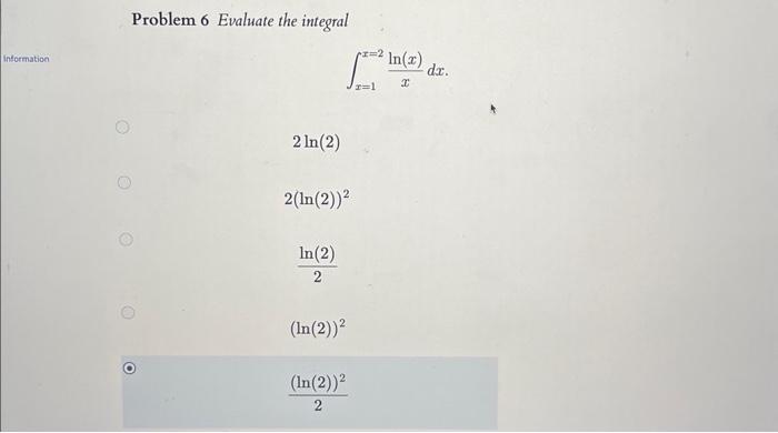 Solved Problem 6 Evaluate the integral | Chegg.com