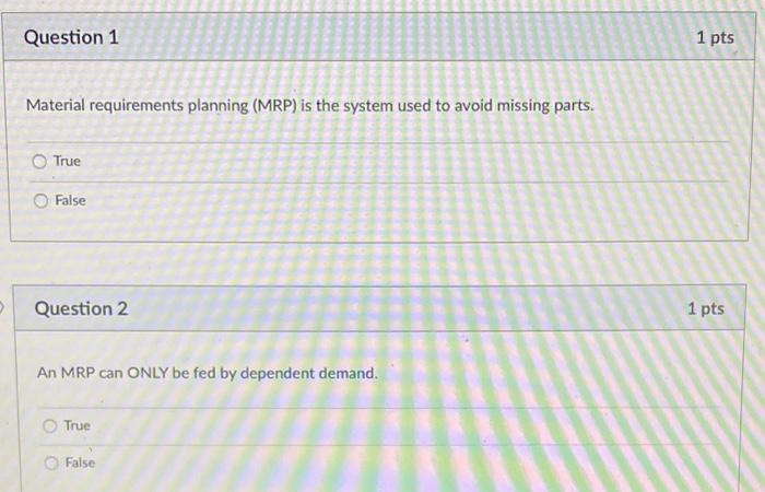 Solved Material requirements planning (MRP) is the system | Chegg.com