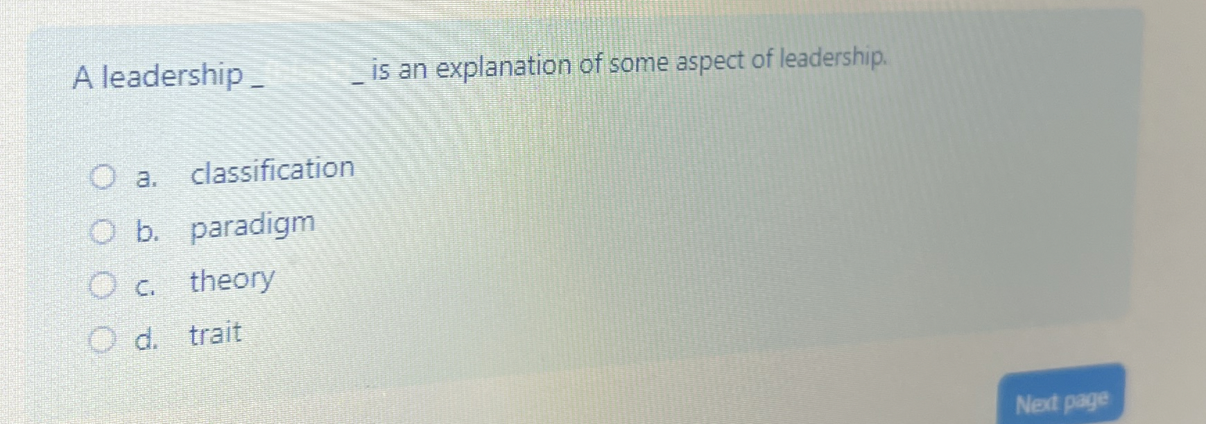 Solved A leadership_ q, - ﻿is an explanation of some aspect | Chegg.com
