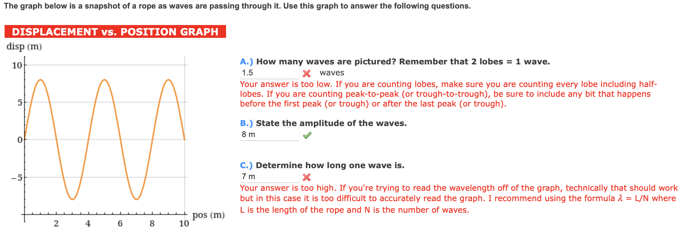 Solved The graph below is a snapshot of a rope as waves are | Chegg.com