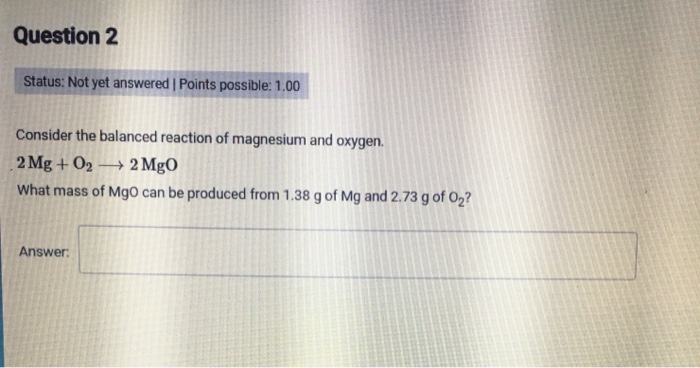 Solved Question 2 Status: Not yet answered Points possible: | Chegg.com