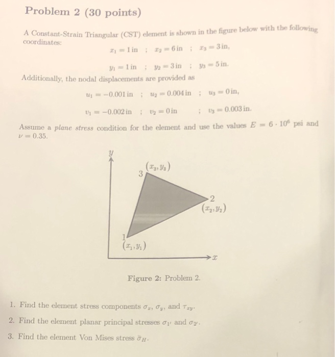Solved Problem 2 (30 points) It-Strain Triangular (CST) | Chegg.com