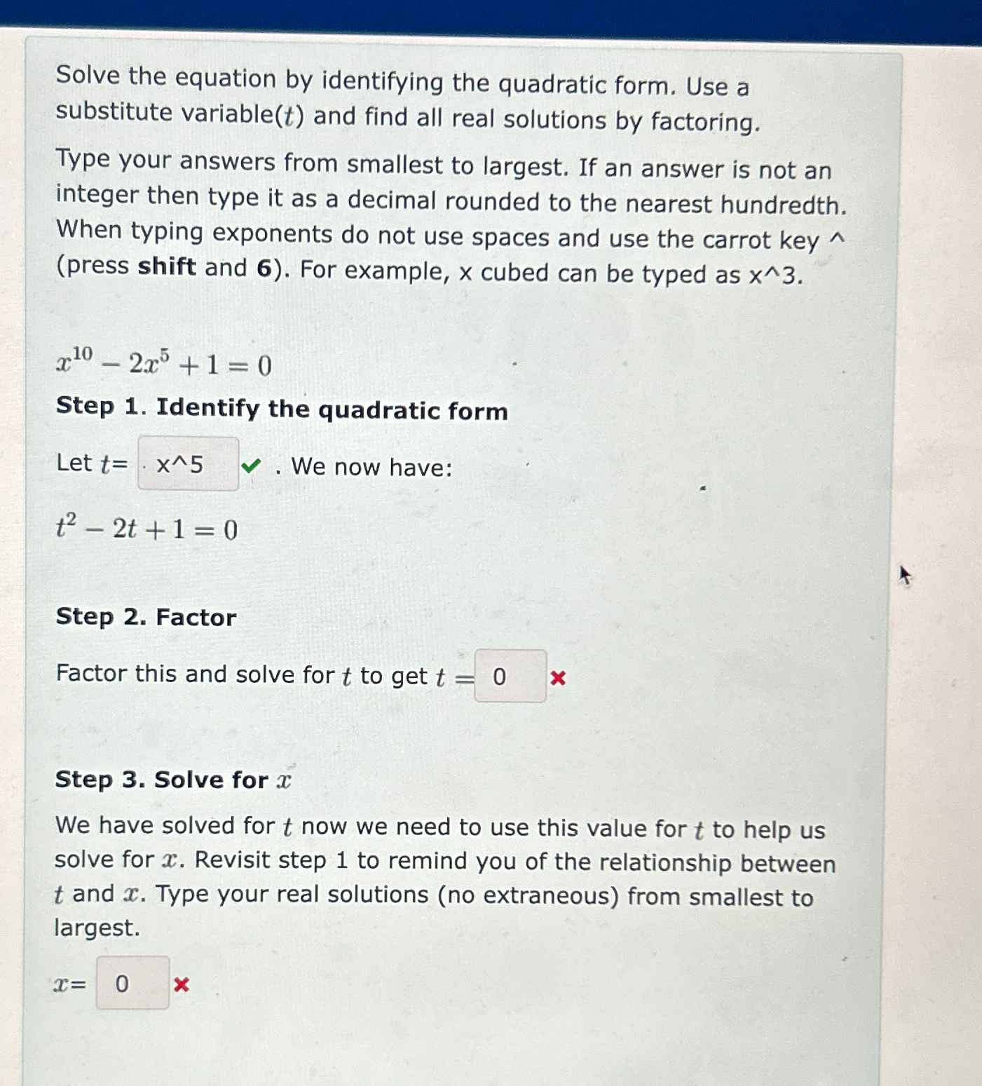 Solved Solve the equation by identifying the quadratic form. | Chegg.com