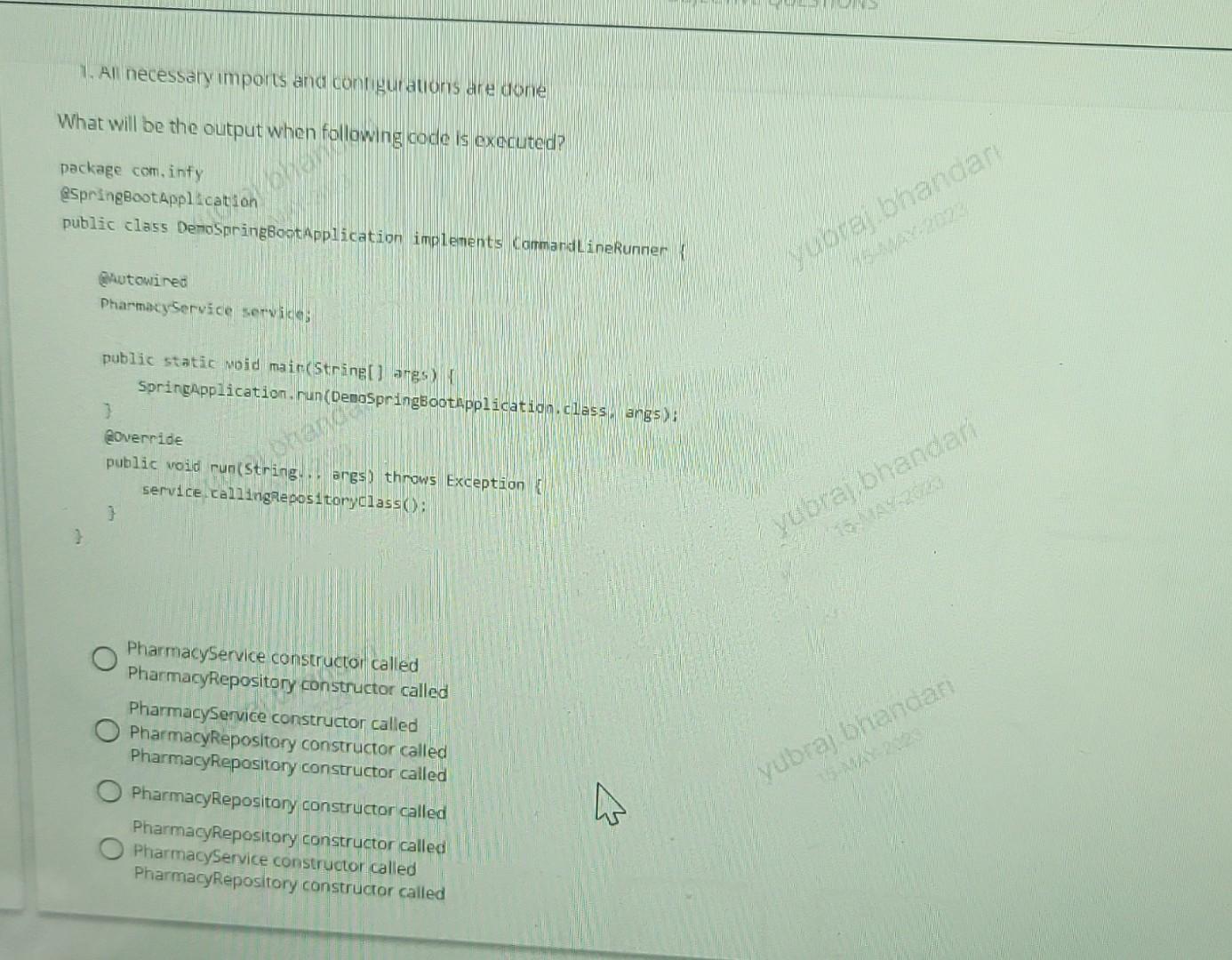 Solved Consider the below Spring bean classes: package con. | Chegg.com