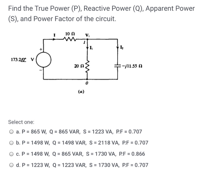 Solved Find the True Power (P), Reactive Power (Q), Apparent | Chegg.com