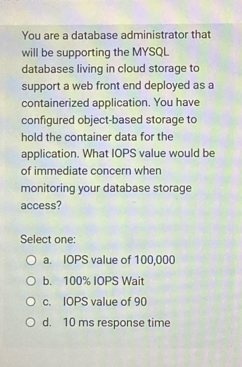 Solved You are a database administrator that will be | Chegg.com