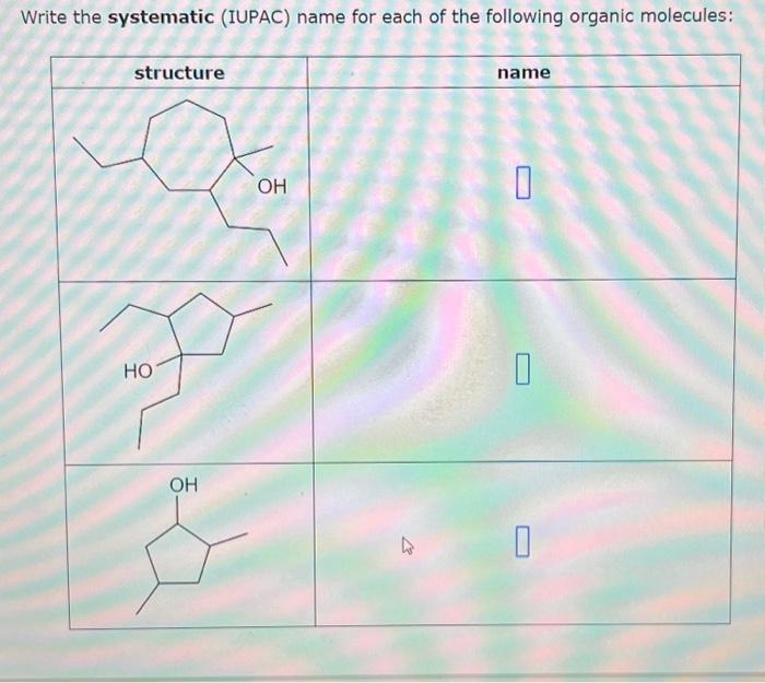 Solved Write the systematic (IUPAC) name for each of the | Chegg.com