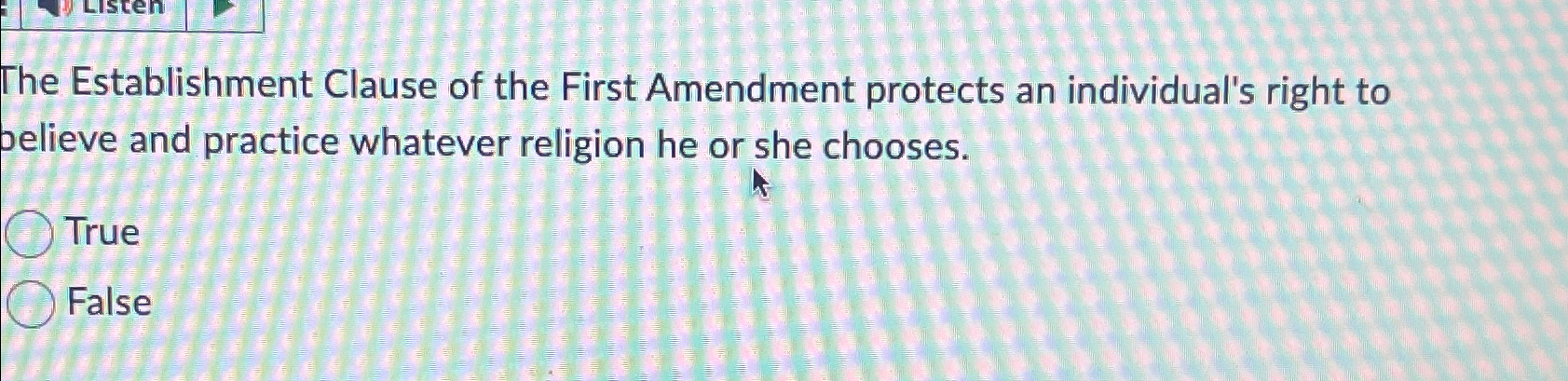 Solved The Establishment Clause of the First Amendment | Chegg.com