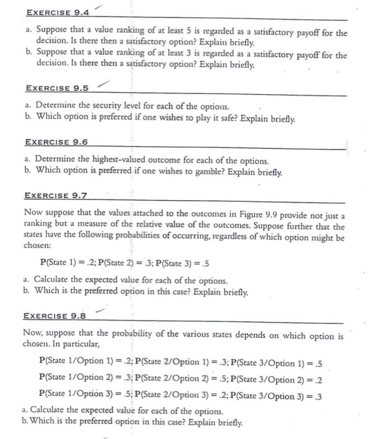 Solved EXERCISE 9.4a. ﻿Suppose that a value ranking of at | Chegg.com