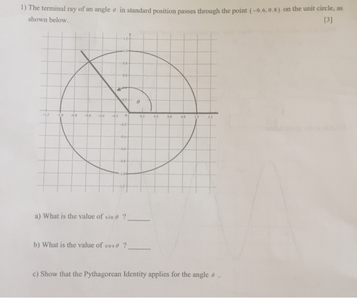 Solved 1) The terminal ray of an angle o in standard | Chegg.com