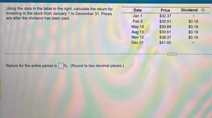 Solved Using the data in the table to the right, calculate | Chegg.com