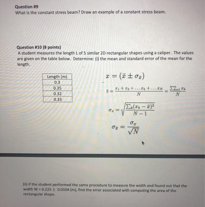 Solved Question #9 What is the constant stress beam? Draw an | Chegg.com
